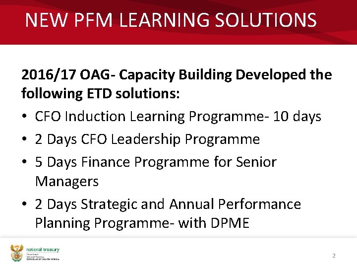 PFM EDUCATION TRAINING AND DEVELOPMENT Presenter James Motha