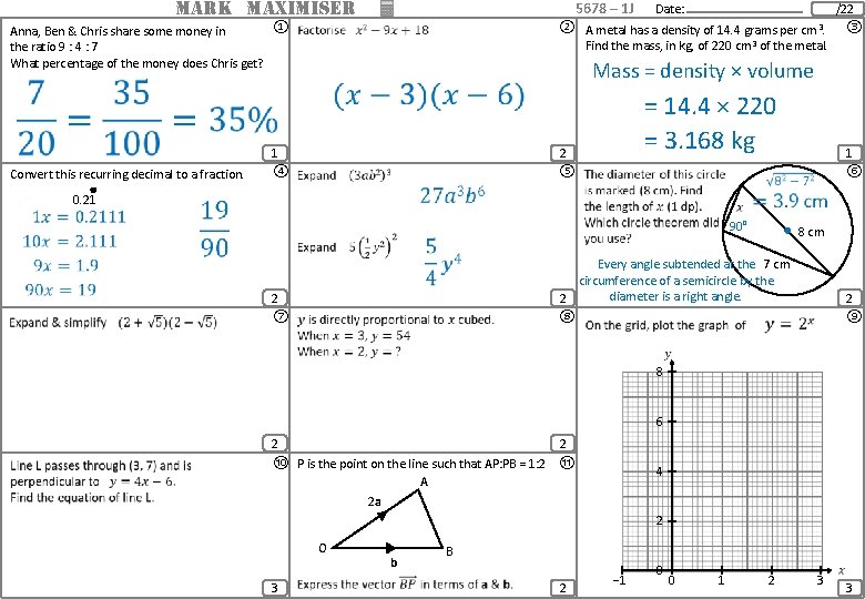 MARK MAXIMISER Anna Ben Chris share some money