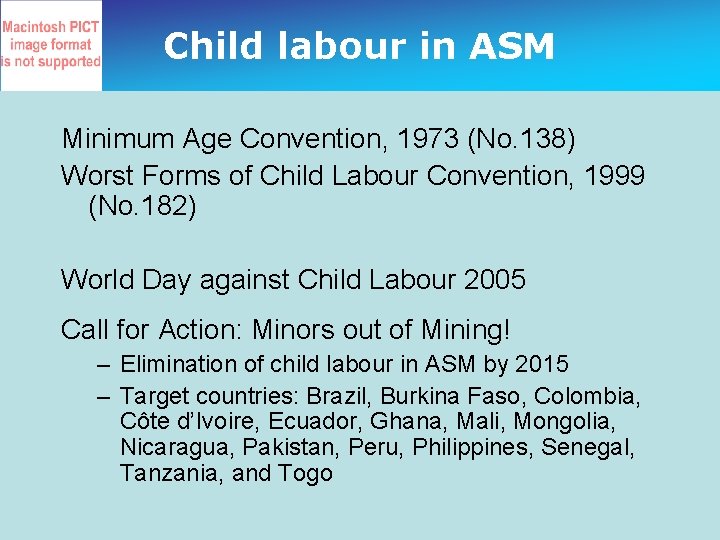 International Labour Organization ILO ILOs work on ASM