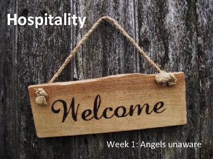 Hospitality Week 1 Angels unaware Aims of the