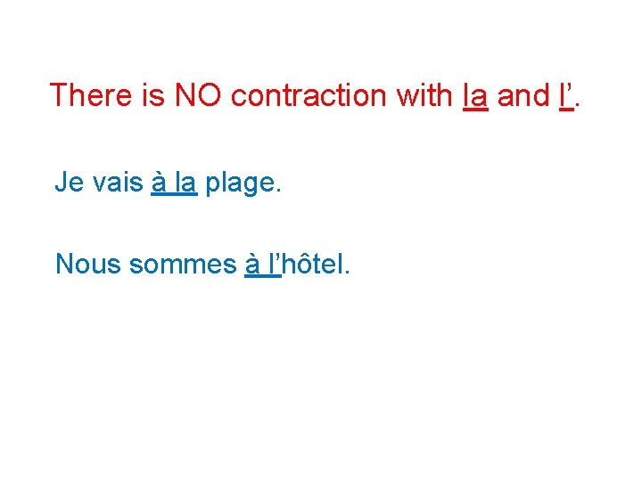 Les contractions The DEFINITE ARTICLES le and les