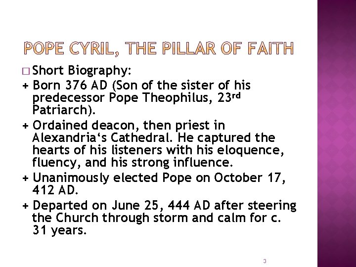 Pope Cyril The Pillar of Faith Pope Dioscorus