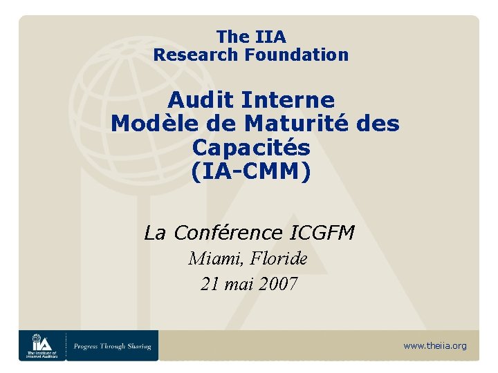 The IIA Research Foundation Audit Interne Modle de