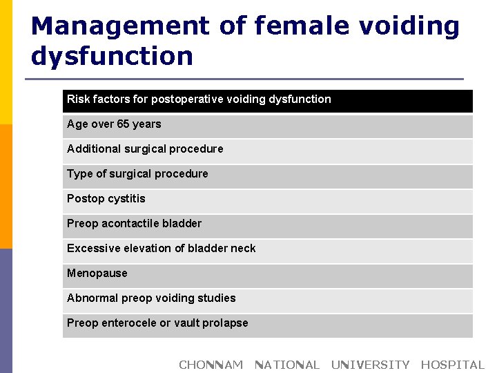 Female Voiding Dysfunction What are We Trying to