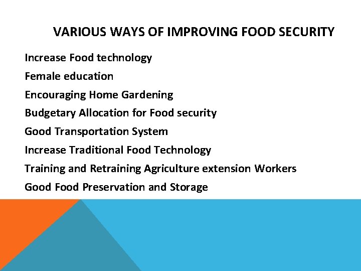 FOOD AND NUTRITION SECURITY CONCEPTS Definition Components Availability