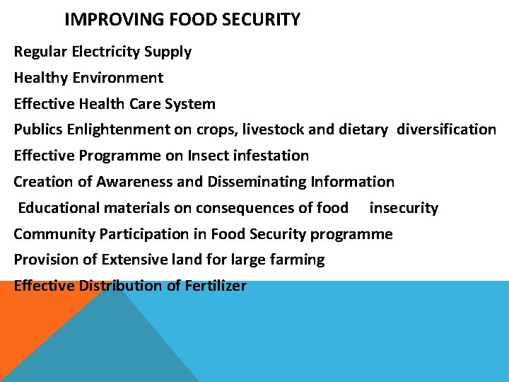 FOOD AND NUTRITION SECURITY CONCEPTS Definition Components Availability
