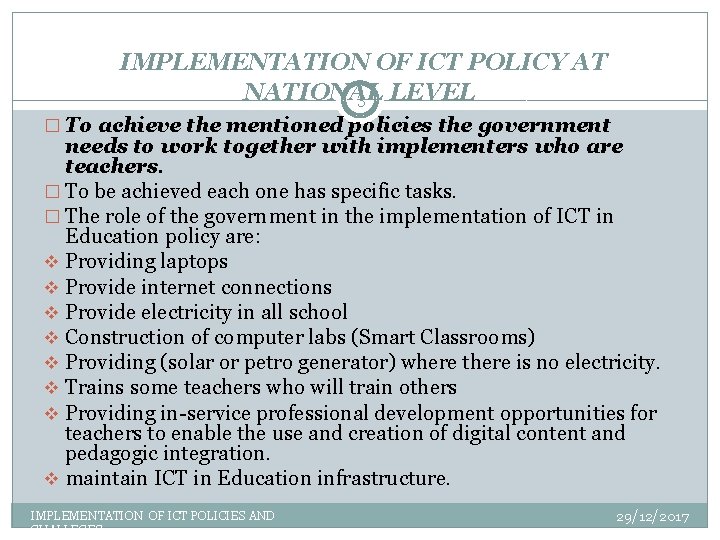 Unity 8 ICT IN EDUCATION POLICY 1 Question