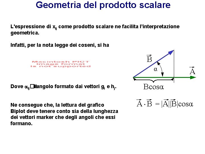Biplot Consideriamo una matrice di dati con n