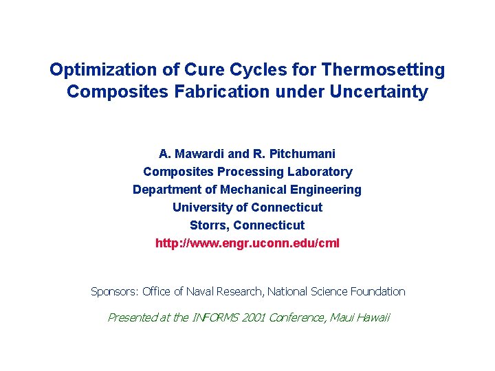 Optimization of Cure Cycles for Thermosetting Composites Fabrication