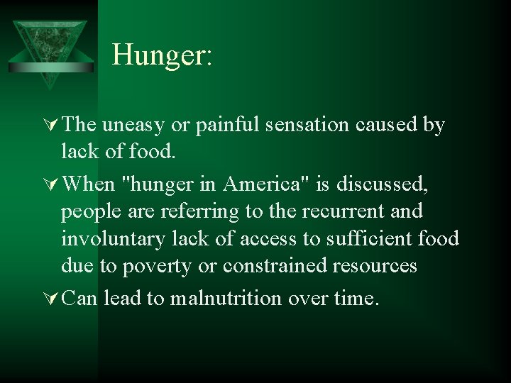 Hunger at Home Topic 7012 Emily Styes Objectives