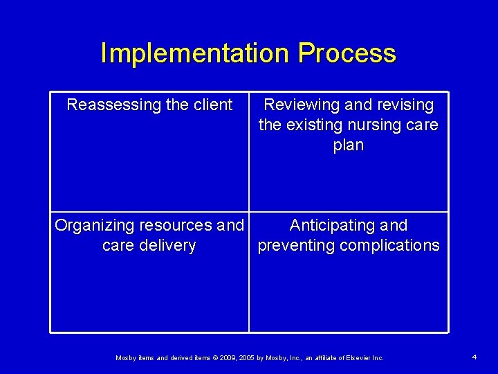 Chapter 19 Implementing Nursing Care Mosby items and