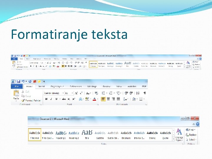 MICROSOFT WORD 2010 TRAKE U PROZORU WORD PODEAVANJE