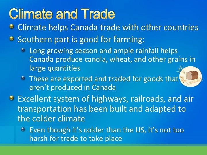 CANADA Where People Live How They Trade Unit