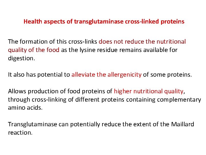 Lecture 9 Protein crosslinking in food structure and