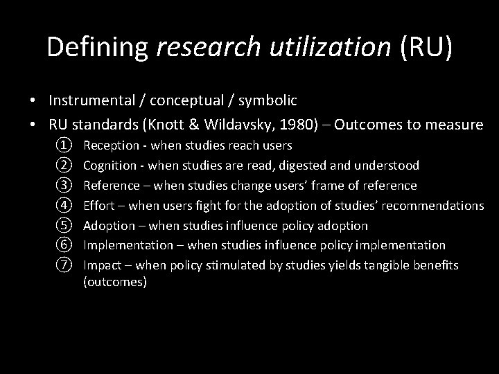 Studying the use of research knowledge in public