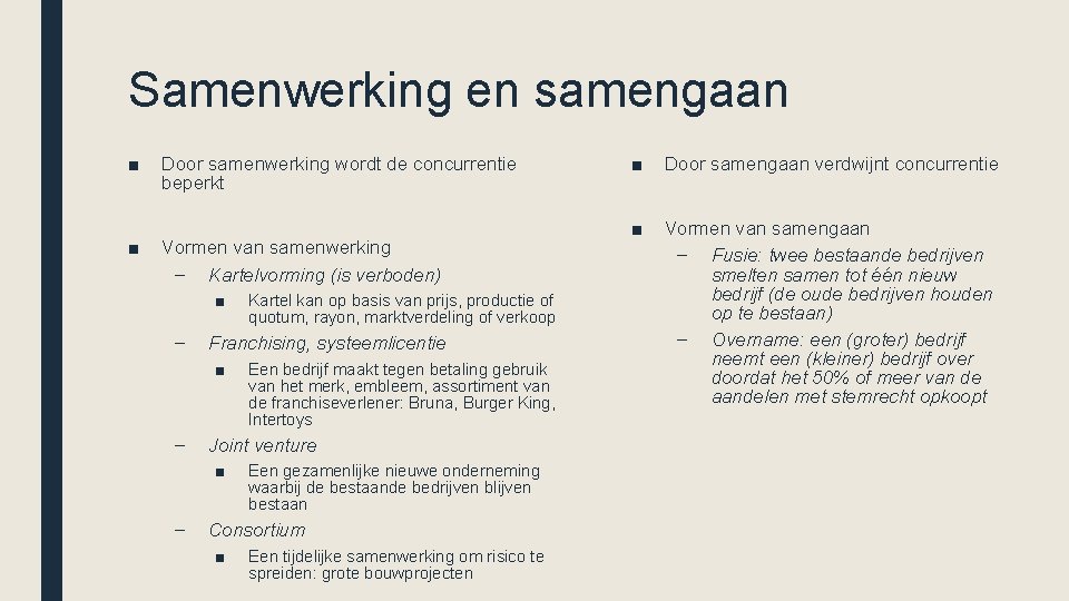 ECONOMIE INTEGRAAL Hoofdstuk 5 Economische macht Markt en