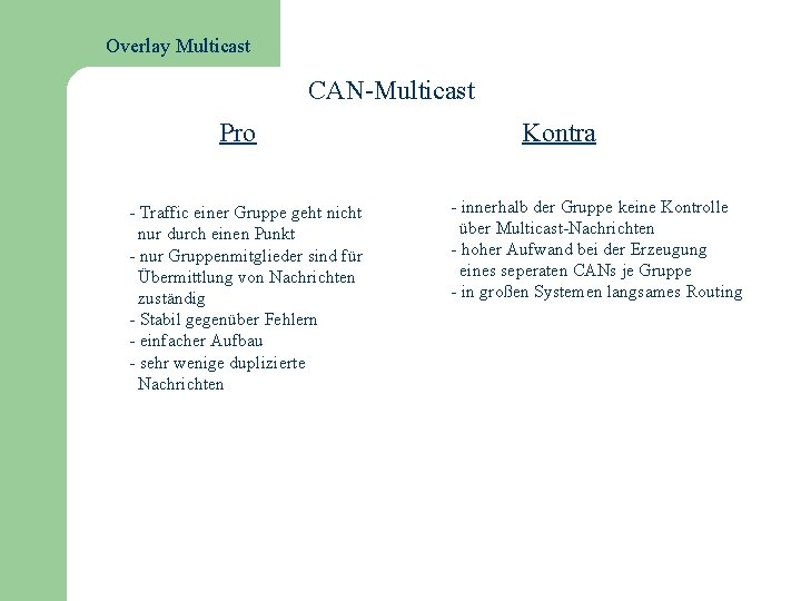 Overlay Multicast Server Overlay Multicast Flooding CAN Tree