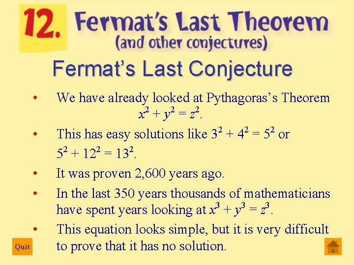 Quit Pierre de Fermats Last Conjecture Prime Numbers