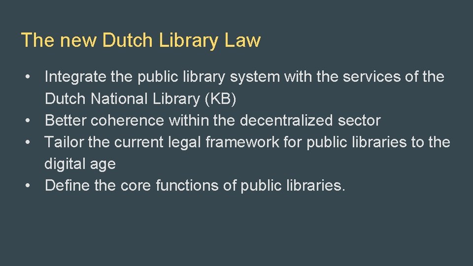 What is happening in Dutch Libraries National Library