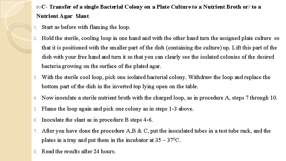 Practical No 3 Handling of Bacterial Cultures Department