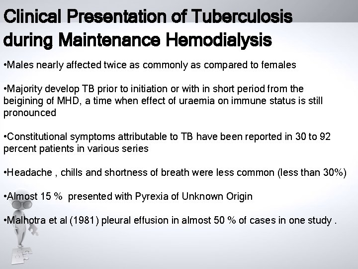 TUBERCULOSIS AND CHRONIC RENAL FAILURE By Dr Gopal