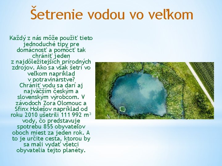 Ako etri vodou Benjamn Rehk Voda je dleit