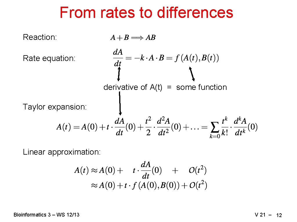 Bioinformatics 3 V 21 Dynamic Modelling Rate Equations