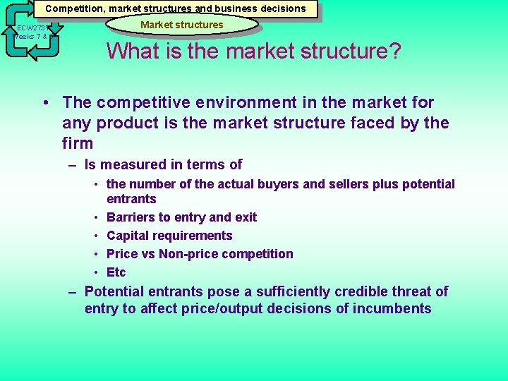 ECW 2731 Weeks 7 8 Competition market structures