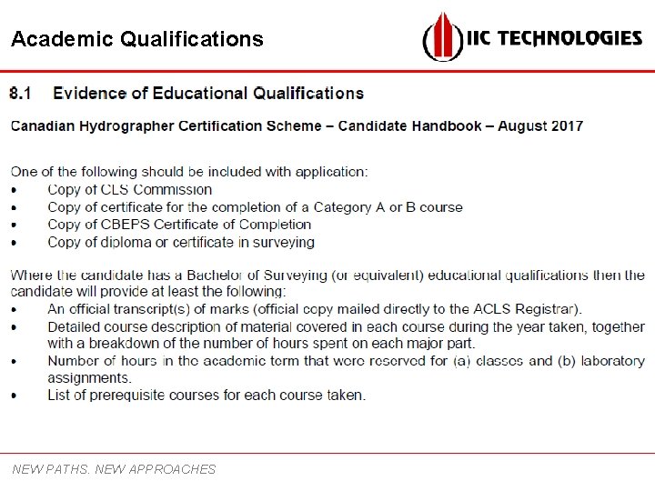 The MACHC Hydrographic Certification Program Overview of IBSC