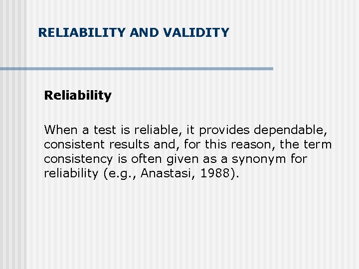 ValidityReliability and a recap of Statistics RCS 6740