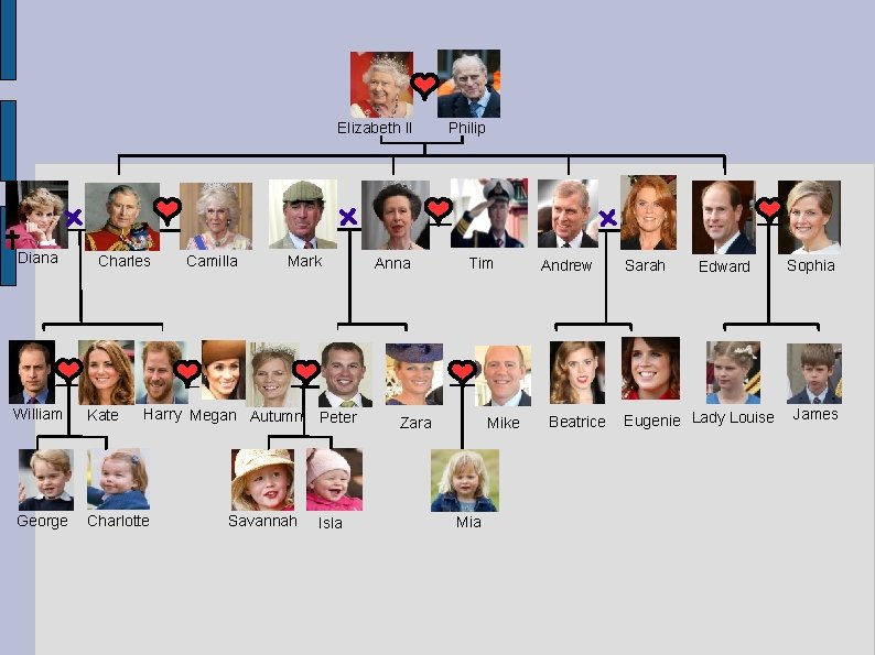 The genealogical tree of the British Royal family