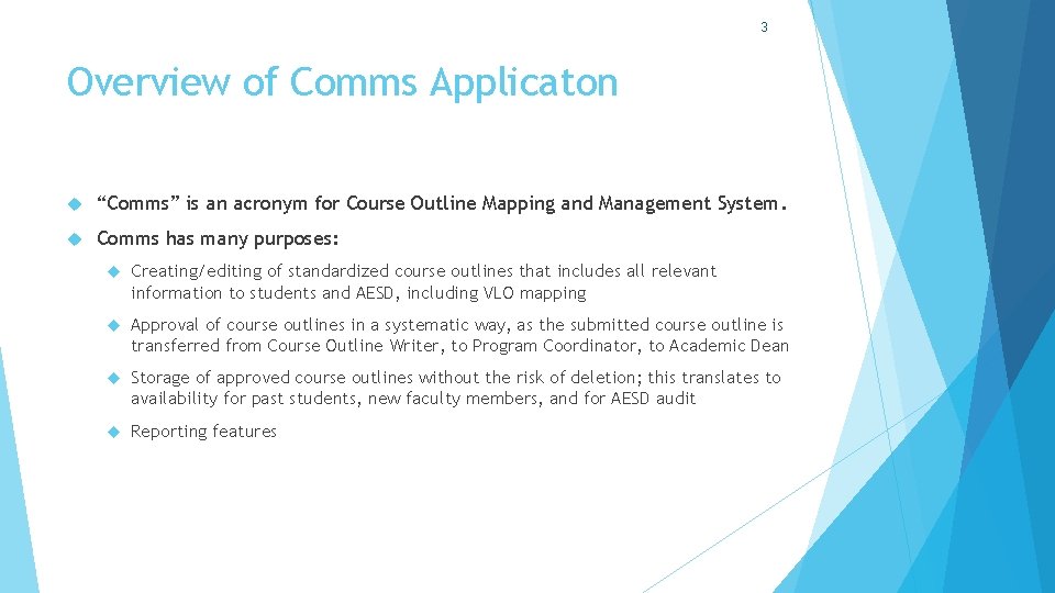 Comms Training Course Outline Mapping and Management System