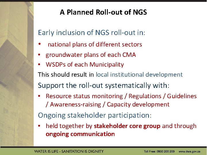 National Groundwater Strategy PRESENTATION TITLE Presented by Name