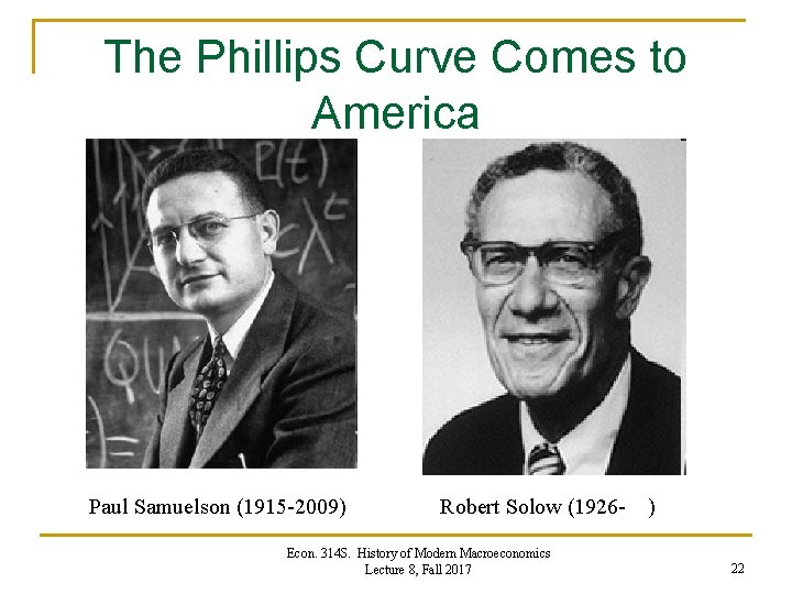 History of Modern Macroeconomics Lecture 8 The Managed
