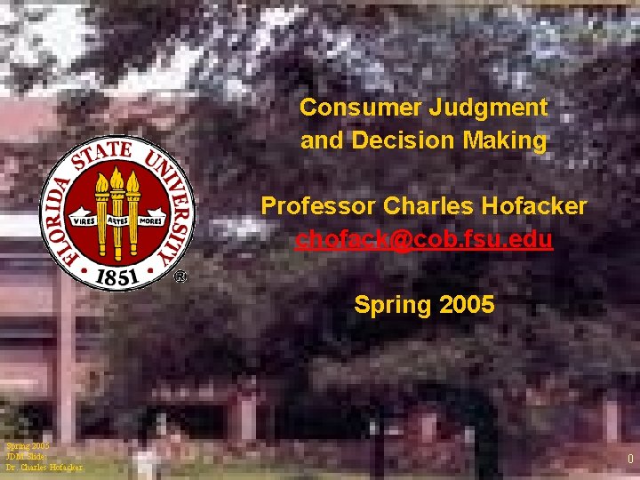 Consumer Judgment and Decision Making Professor Charles Hofacker