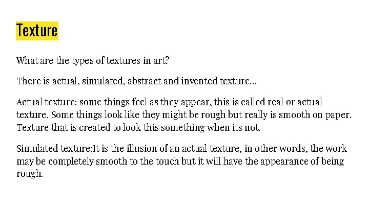 COMPOSITION Pictures Texture What are the types of