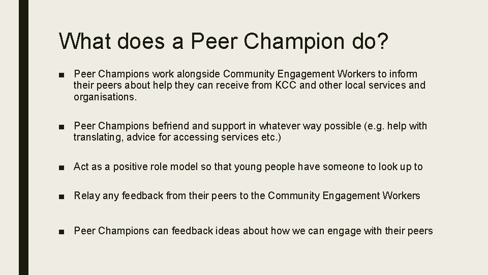 18 PEER CHAMPIONS Nuala Burton Daniel Todd Young