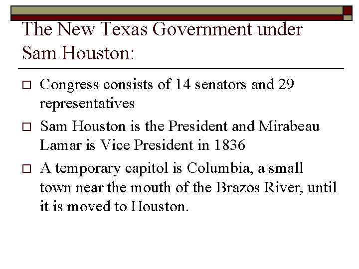 Republic of Texas Notes Chapter 9 The New
