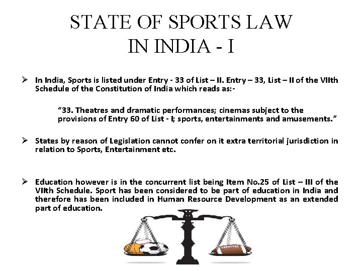 FUTURE OF SPORTS LAW IN INDIA INTRODUCTION SPORTS