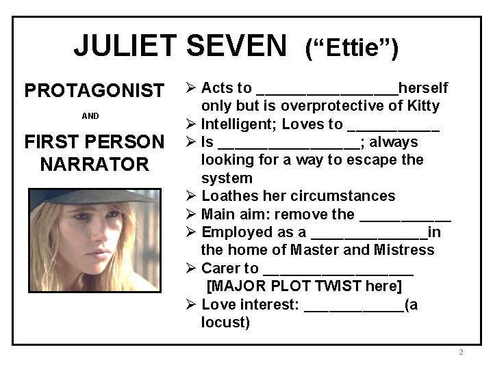 THE MARK BY EDITH BULBRING MAIN CHARACTERS CHARACTERISATION