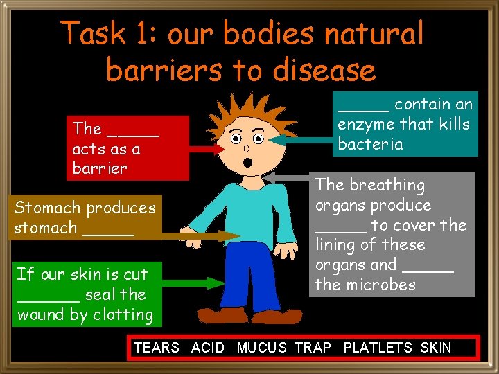 Task 1 our bodies natural barriers to disease