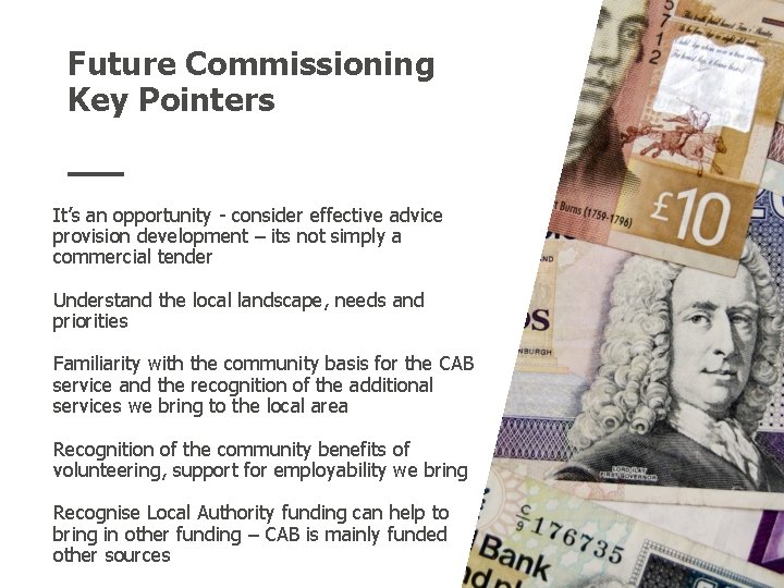 Effective Commissioning The CAB experience Developing effective advice