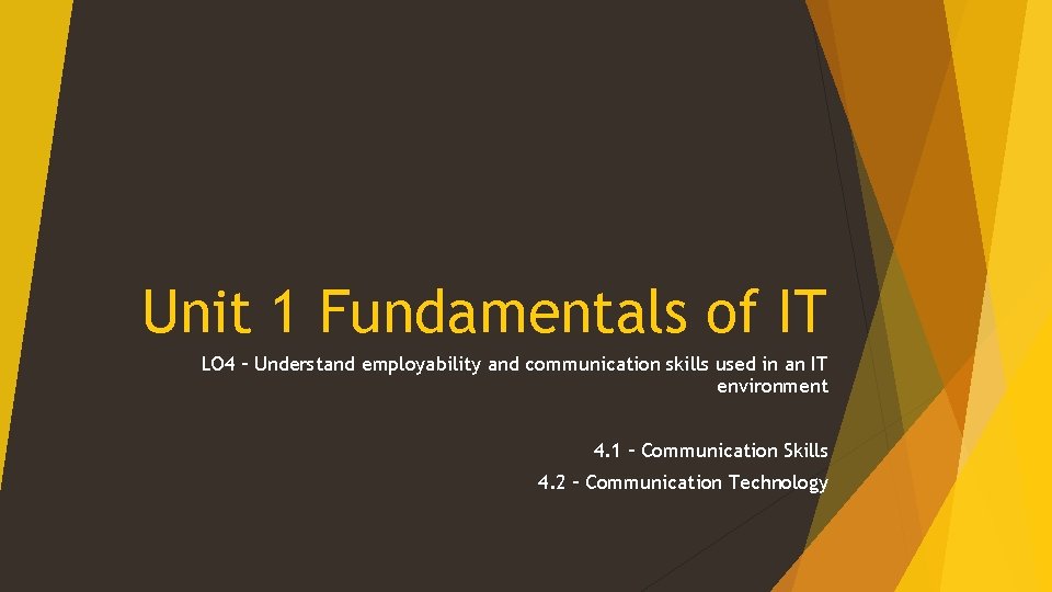 Unit 1 Fundamentals of IT LO 4 Understand