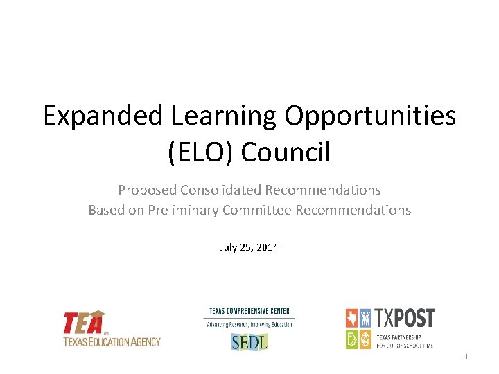 Expanded Learning Opportunities ELO Council Proposed Consolidated ...