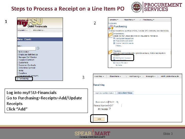 Processing Receipts Slide 1 Processing Receipts on Purchase