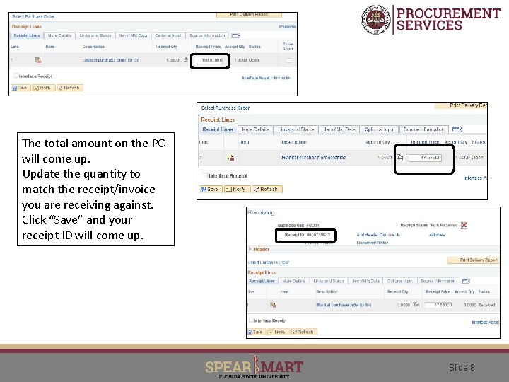 Processing Receipts Slide 1 Processing Receipts on Purchase
