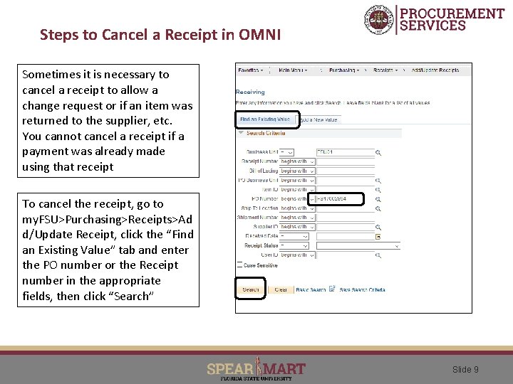 Processing Receipts Slide 1 Processing Receipts on Purchase