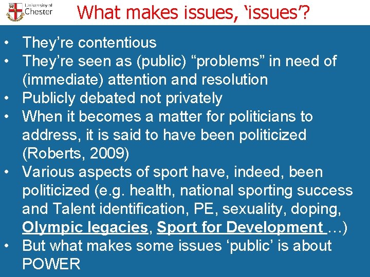 An examination of the sport policy process Lecture