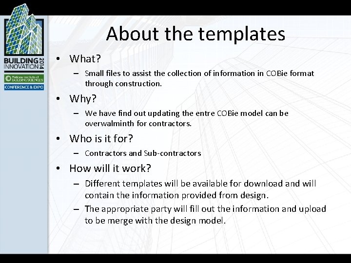Models and COBie Templates Marianglica CarrasquilloMangual Research Civil