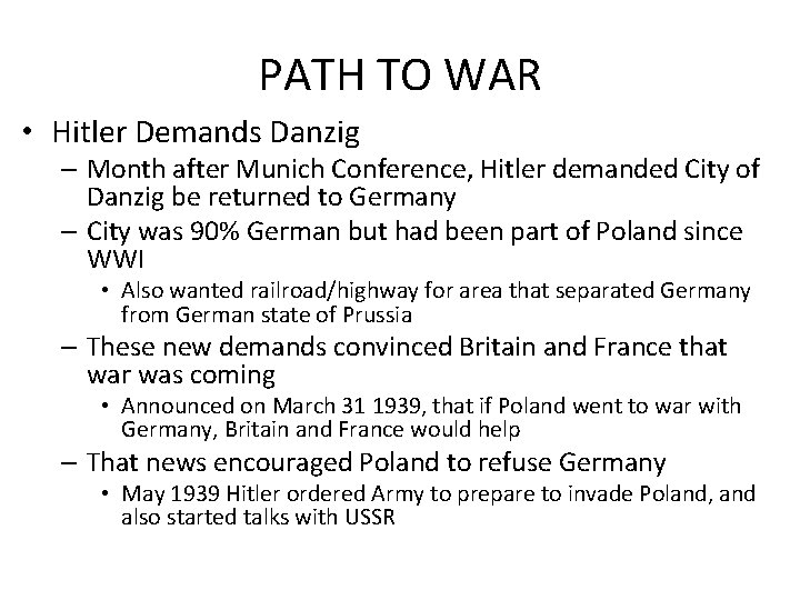 WORLD WAR II BEGINS US History Chapter 13